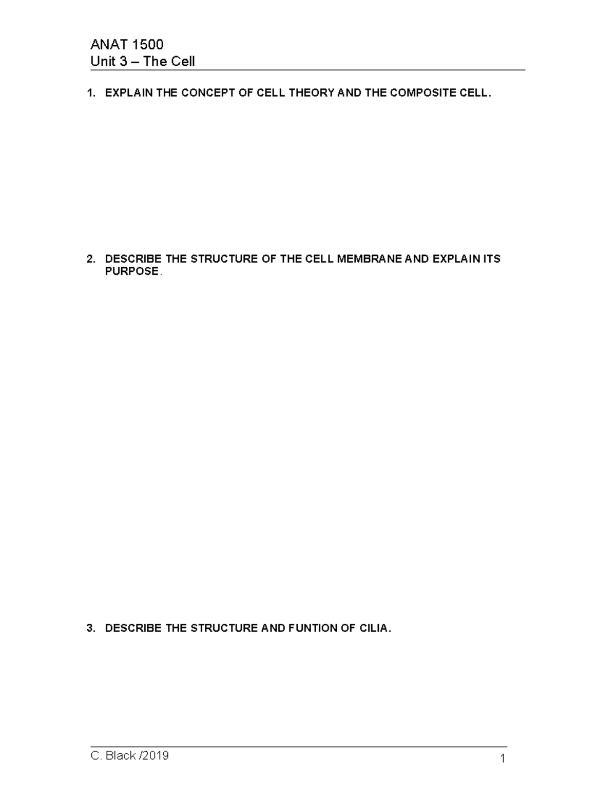 Unit 3 - The Cell - Unit 3 – The Cell 1. EXPLAIN THE CONCEPT OF CELL THEORY AND THE COMPOSITE ...