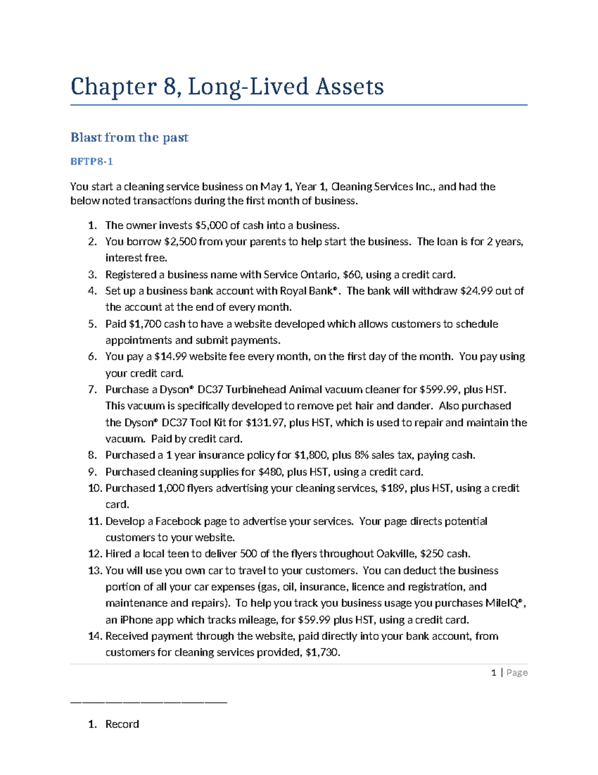 Chapter 8 - Long-Lived Assets - Student Copy - W2023 - Chapter 8, Long ...