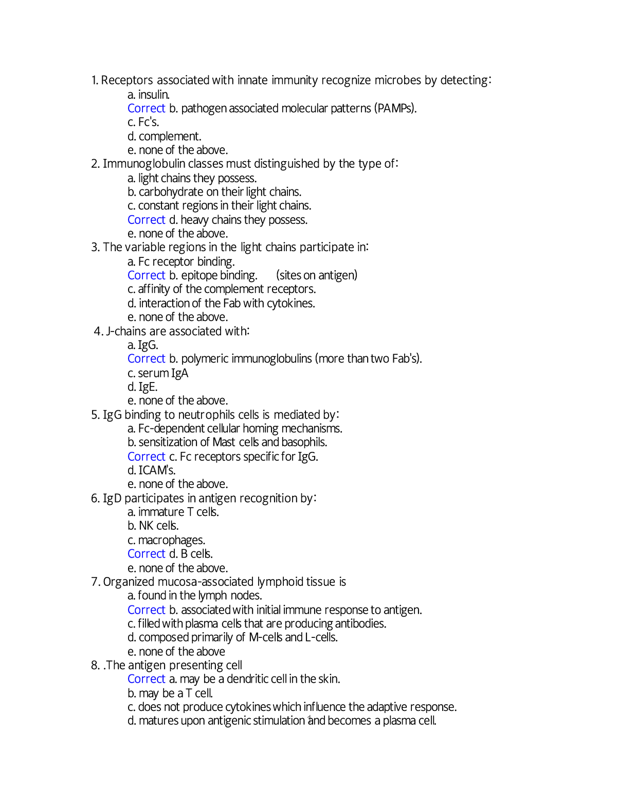06- Immunology MCQs (Dr.Ayman) - 1 Receptors associated with innate ...