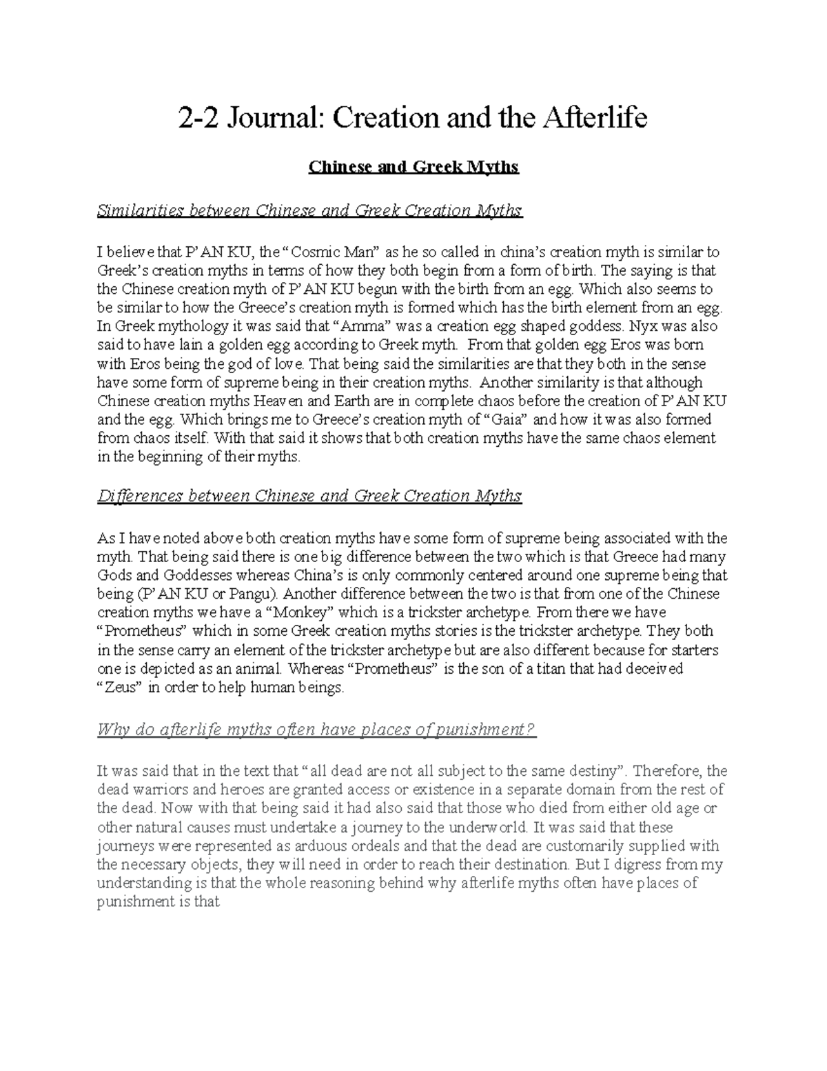 2-2 Journal Creation and the Afterlife - 2-2 Journal: Creation and the ...