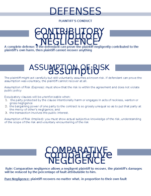 Torts Outline - Denis Orruel Torts Intro- Elements for Negligence: 1 ...