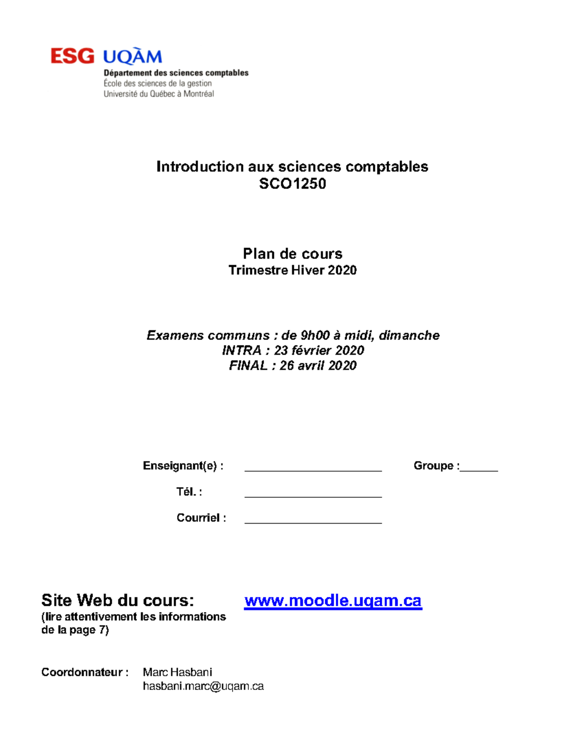Plan H20 sco1250 - Plan de cours - Introduction aux sciences comptables ...