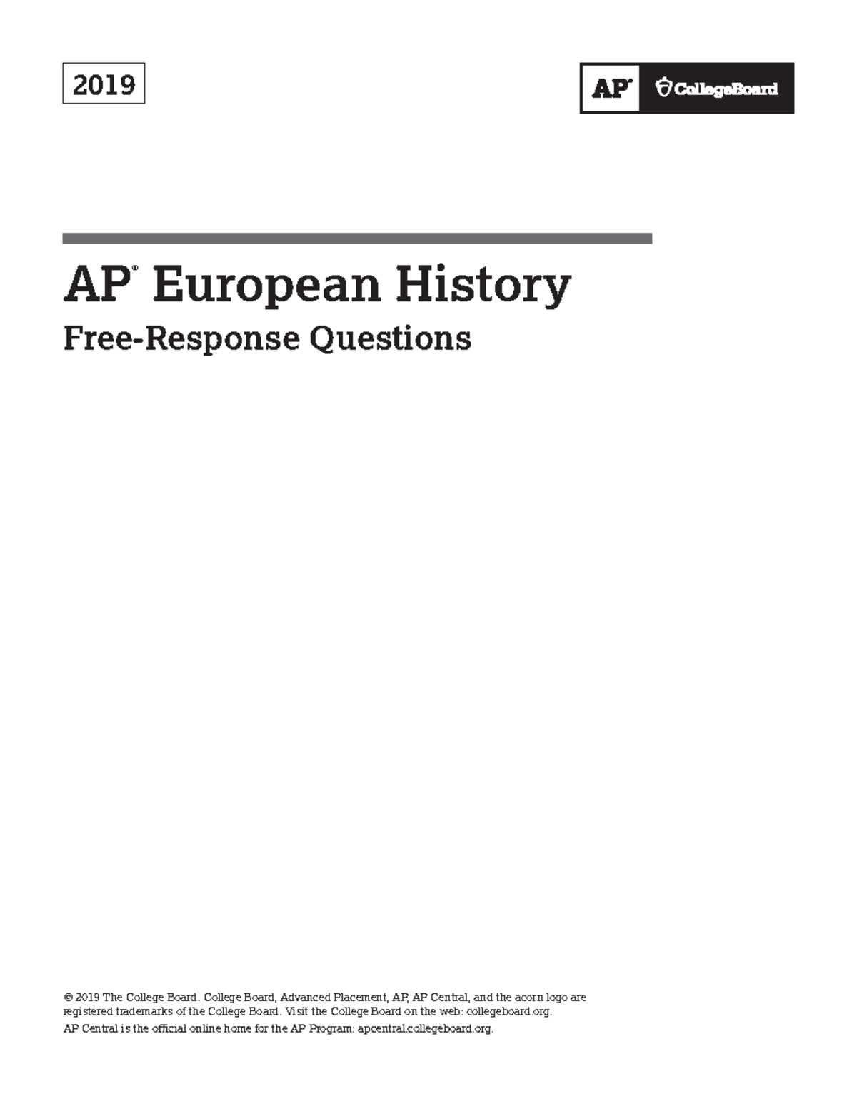 Ap19 frq european history - 2019 AP ® European History Free-Response ...