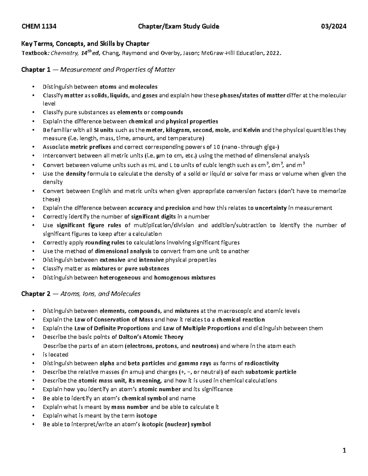 Study Guide Chang 14 - Chem lab - Key Terms, Concepts, and Skills by ...