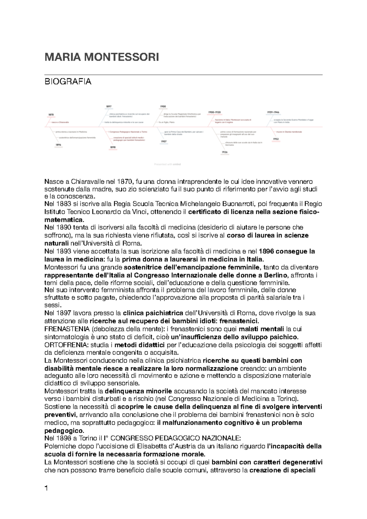 Maria Montessori - MARIA MONTESSORI BIOGRAFIA Nasce a Chiaravalle nel ...