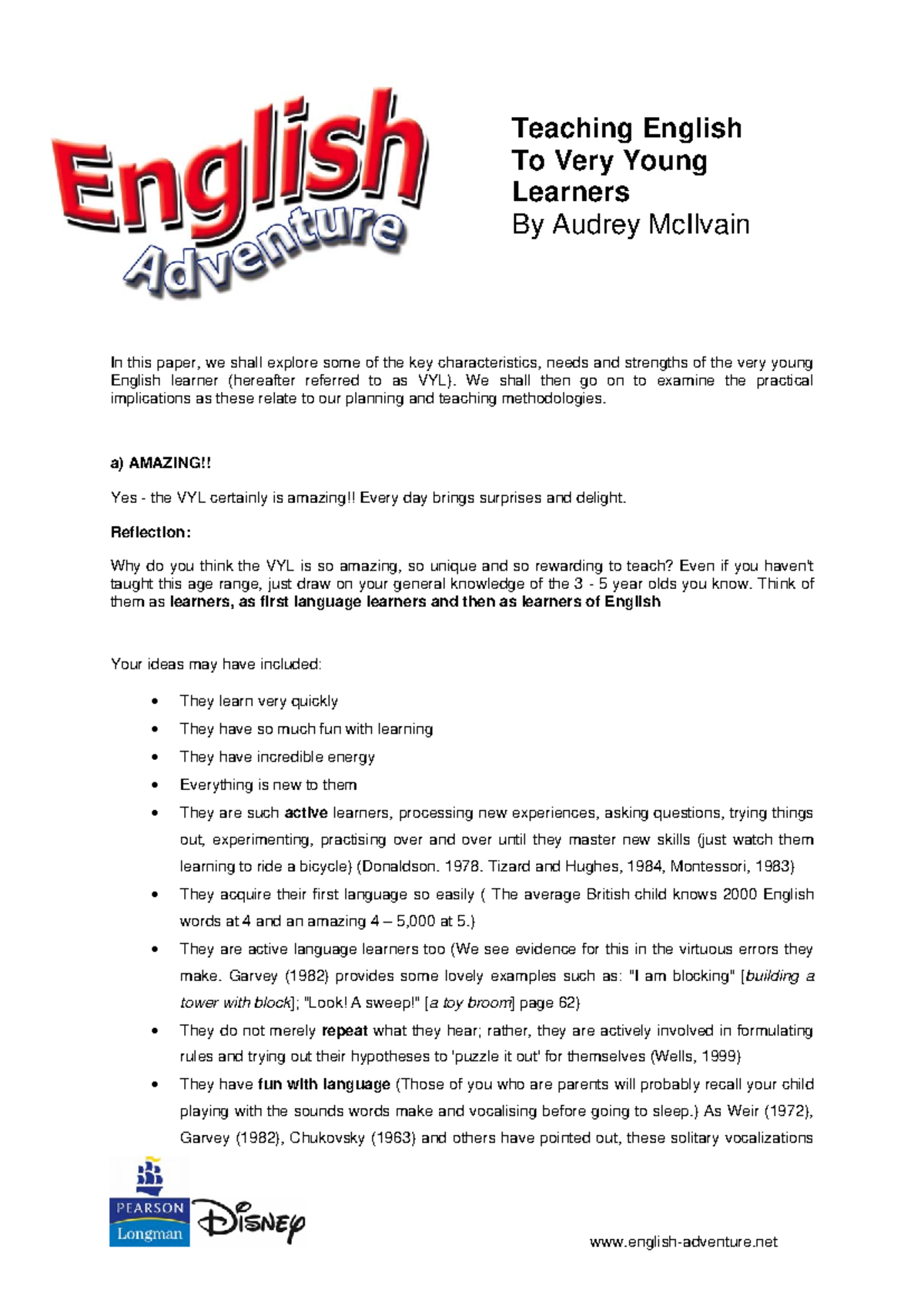 Teaching english to very young learners - Teaching English To Very ...