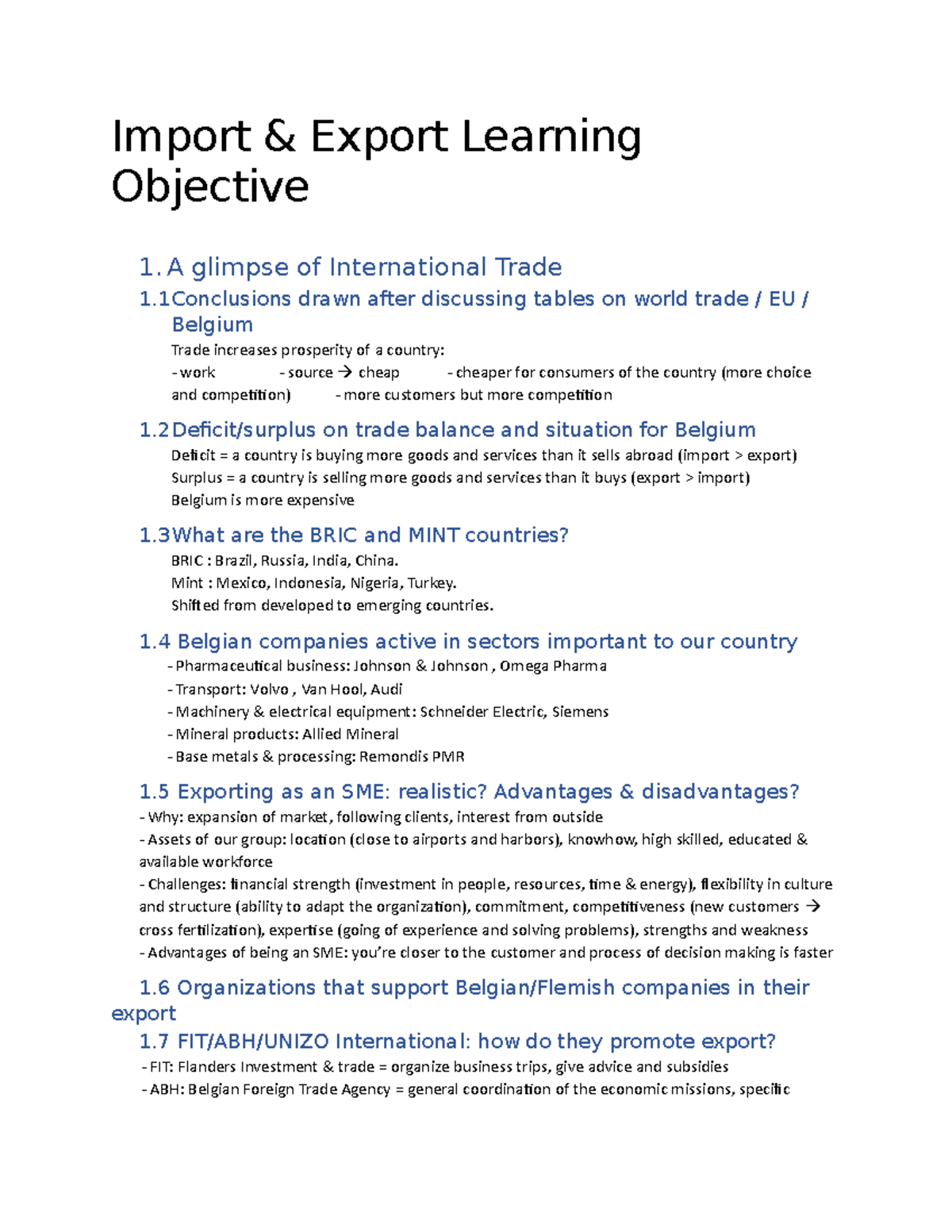 Import & Export - Learning objectives - Import & Export Learning ...