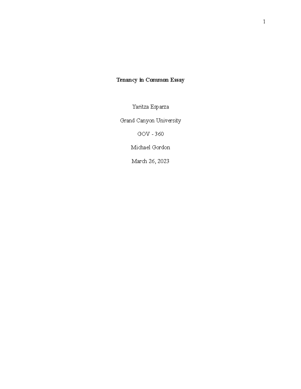 Tenancy in common essay gov 360 yaritza esparza - Tenancy in Common ...