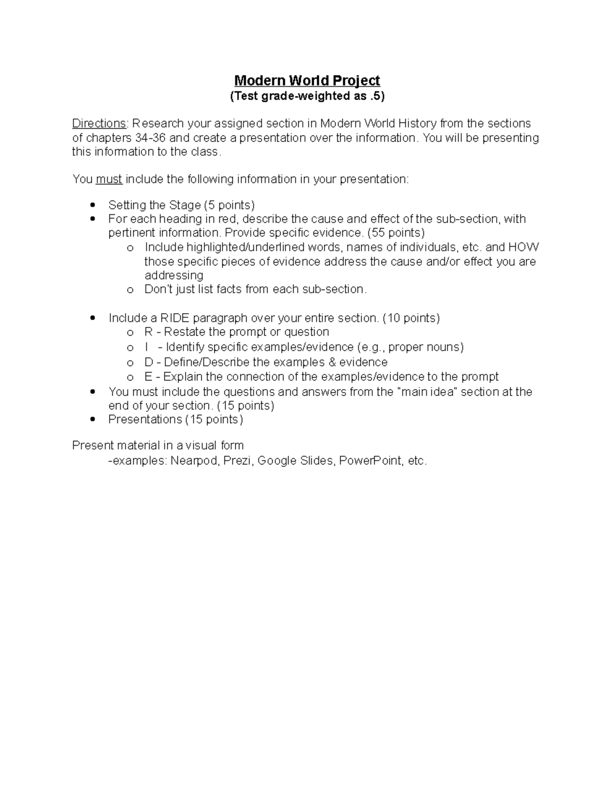 Modern World Project - dhduudf0h9f - Modern World Project (Test grade ...