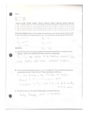 Experiment 5 Kirchoff's Rules - Laboratory Report - Experiment 5 Rules ...