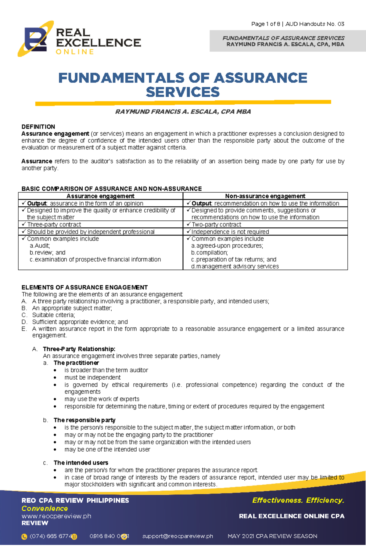 Topic 1 - Fundamentals of Assurance Services - FUNDAMENTALS OF ...
