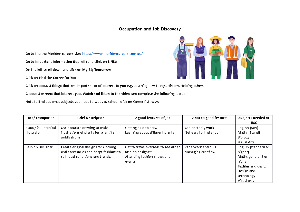 2d. Career Exploration - Occupation and Job Discovery Go to the the ...
