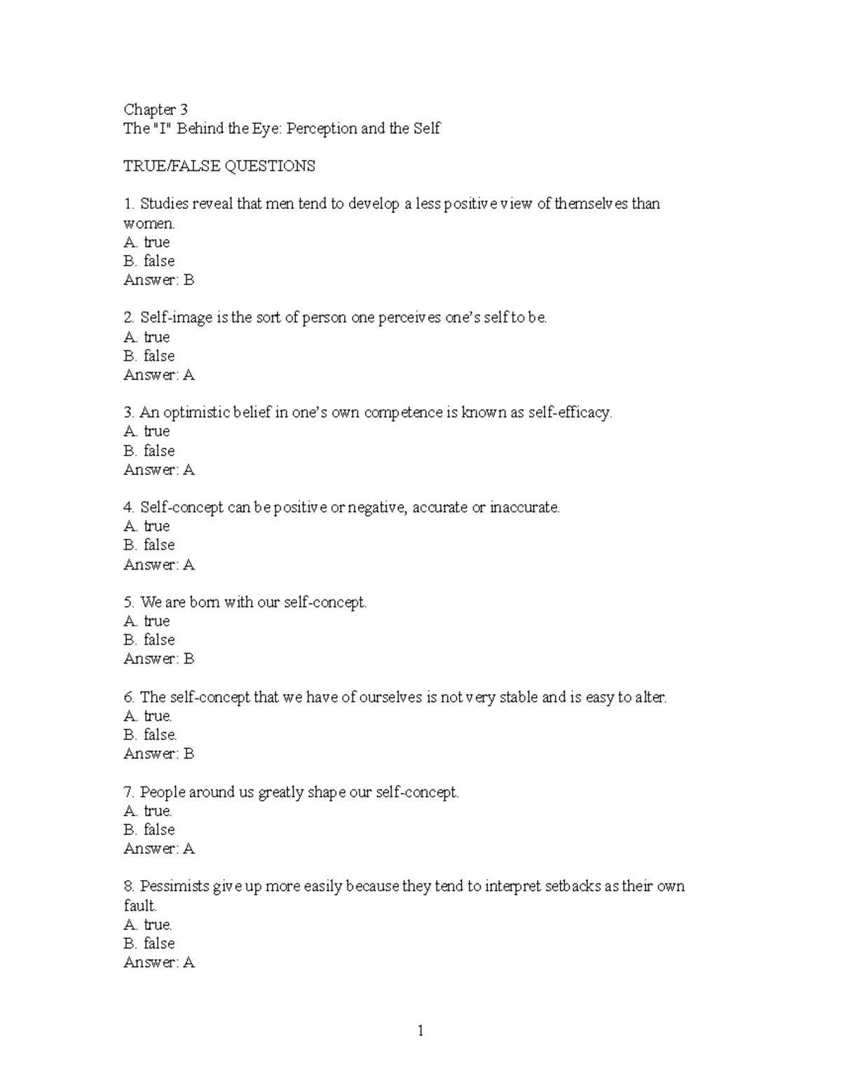 Oral chapter 3 - Q&A Test Prep - Chapter 3 The "I" Behind the Eye ...