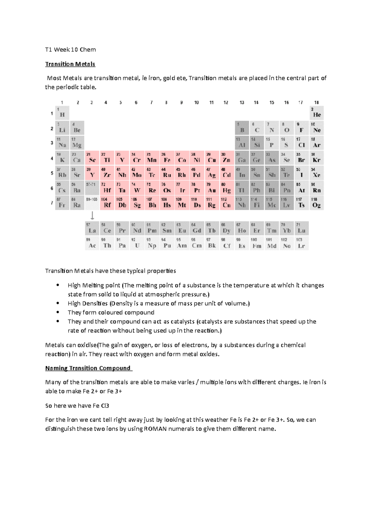 T1 Week 10 Naming transition metals - MATH 235 - L.A. Trade-Tech - Studocu