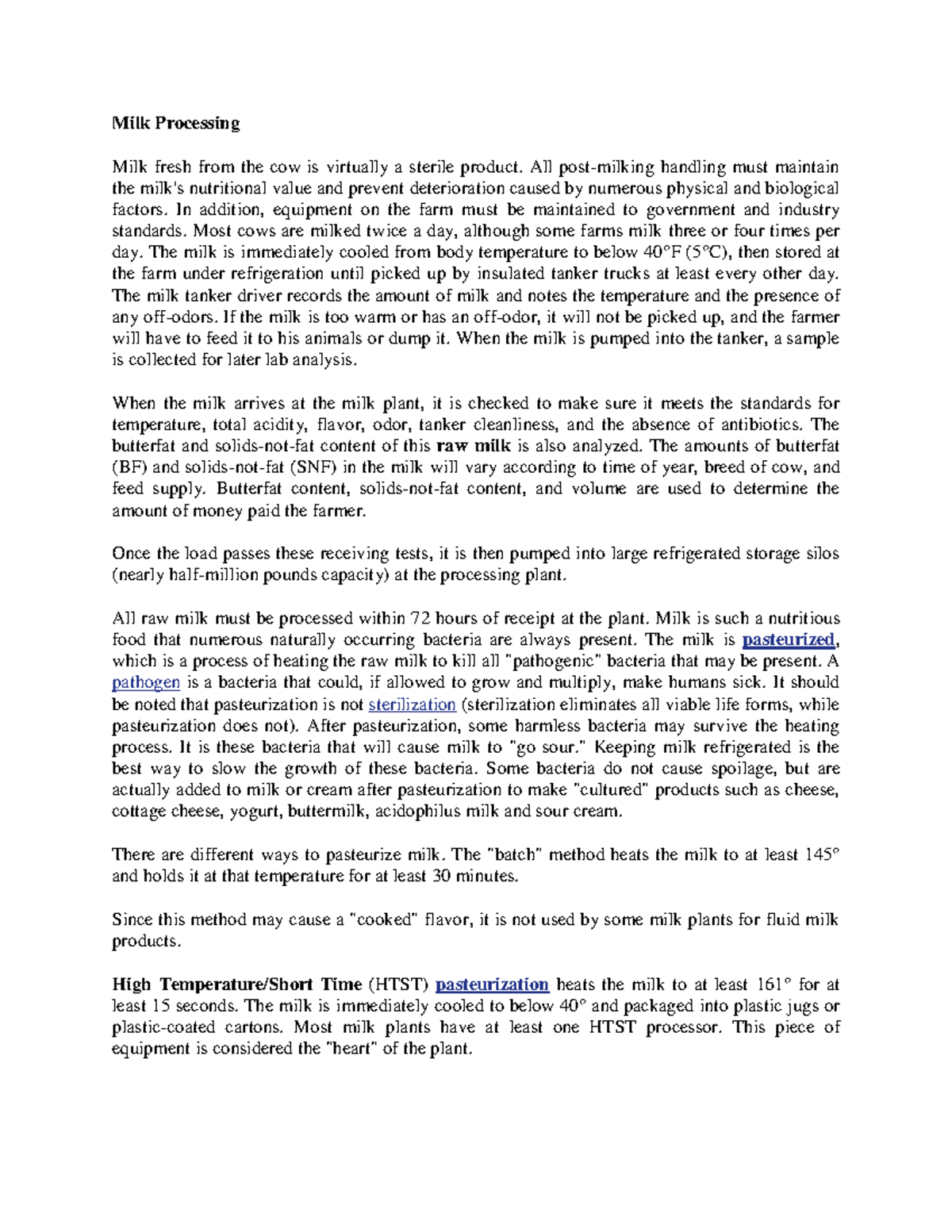 455 FST 405 Lecture 6 note -Dr Obadina - Milk Processing Milk fresh ...