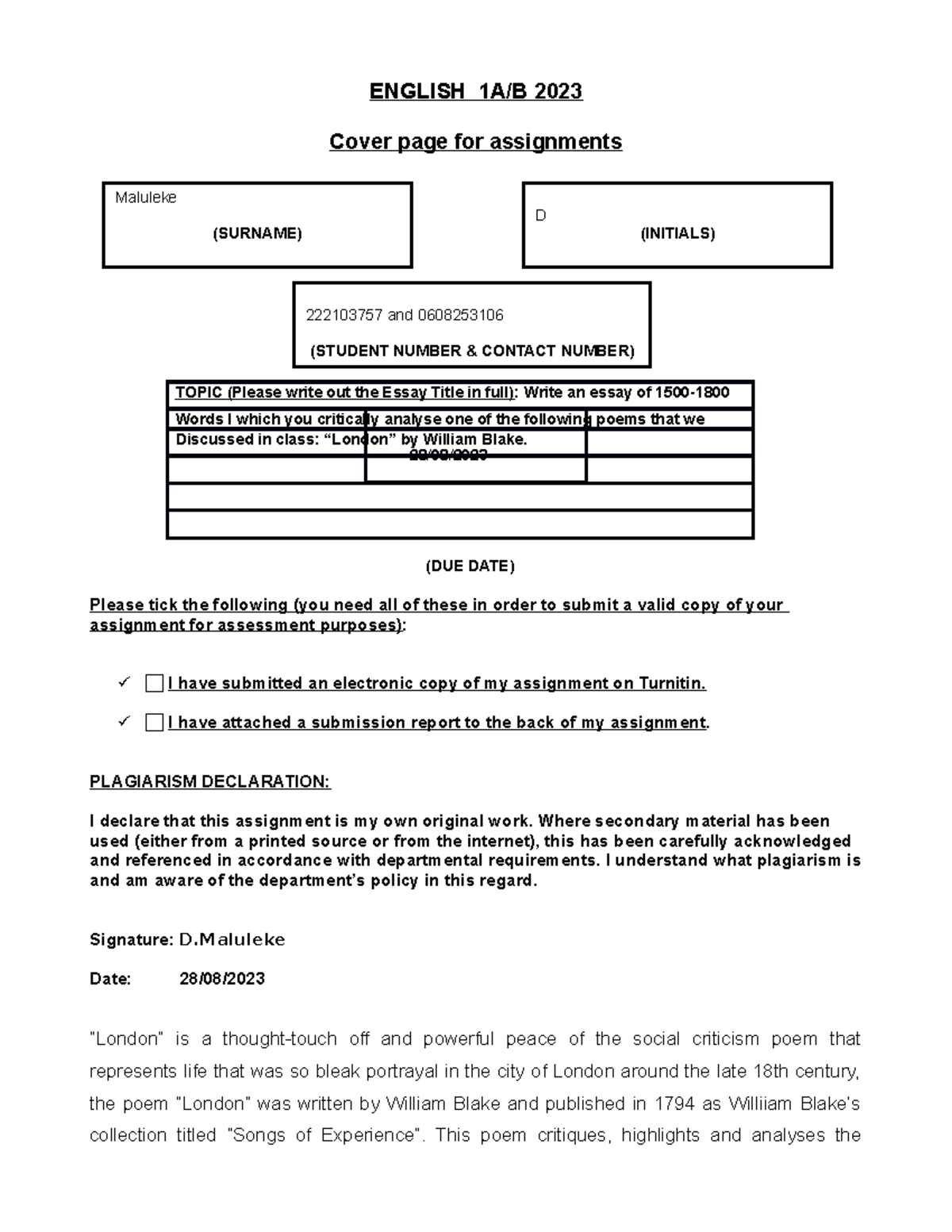 English 1AB Cover page 2023 3 - ENGLISH 1A/B 2023 Cover page for ...