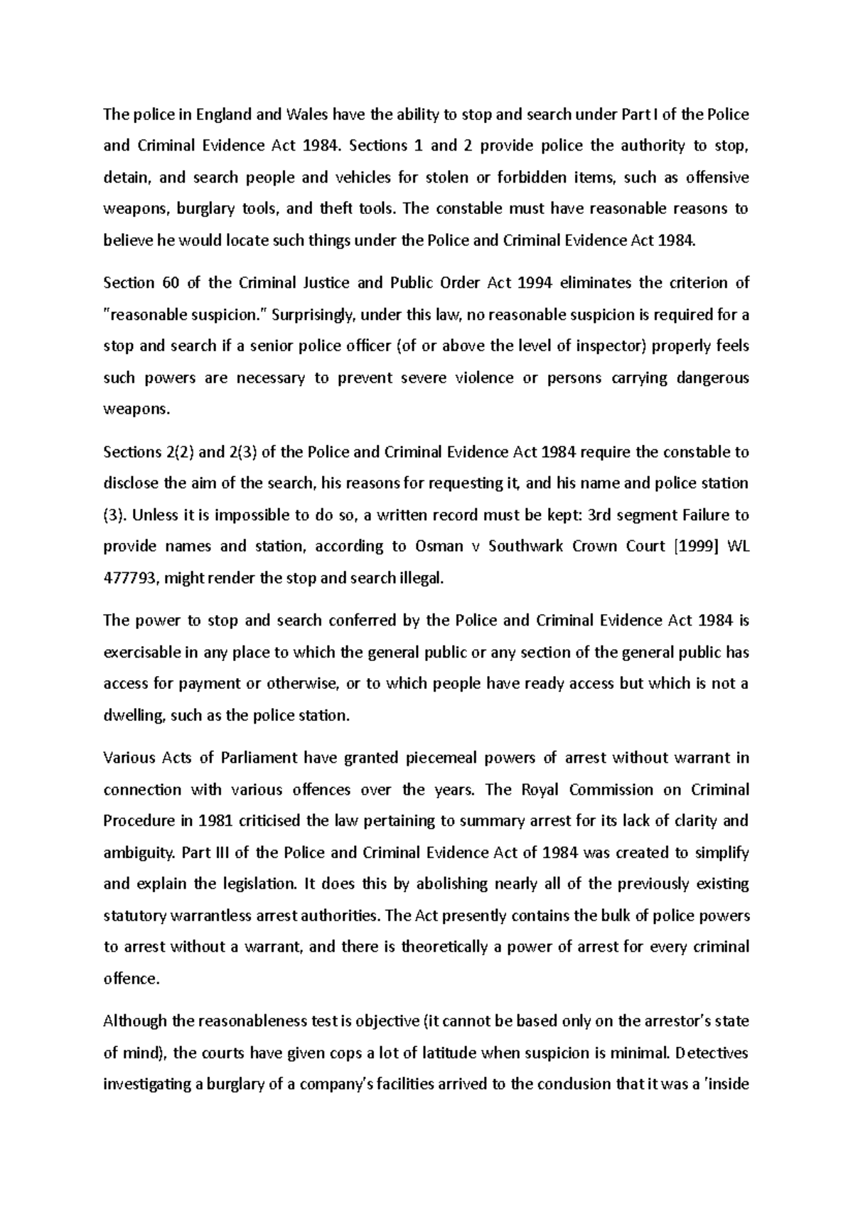 The PACE act criminal law - LAW2101 - MDX - Studocu