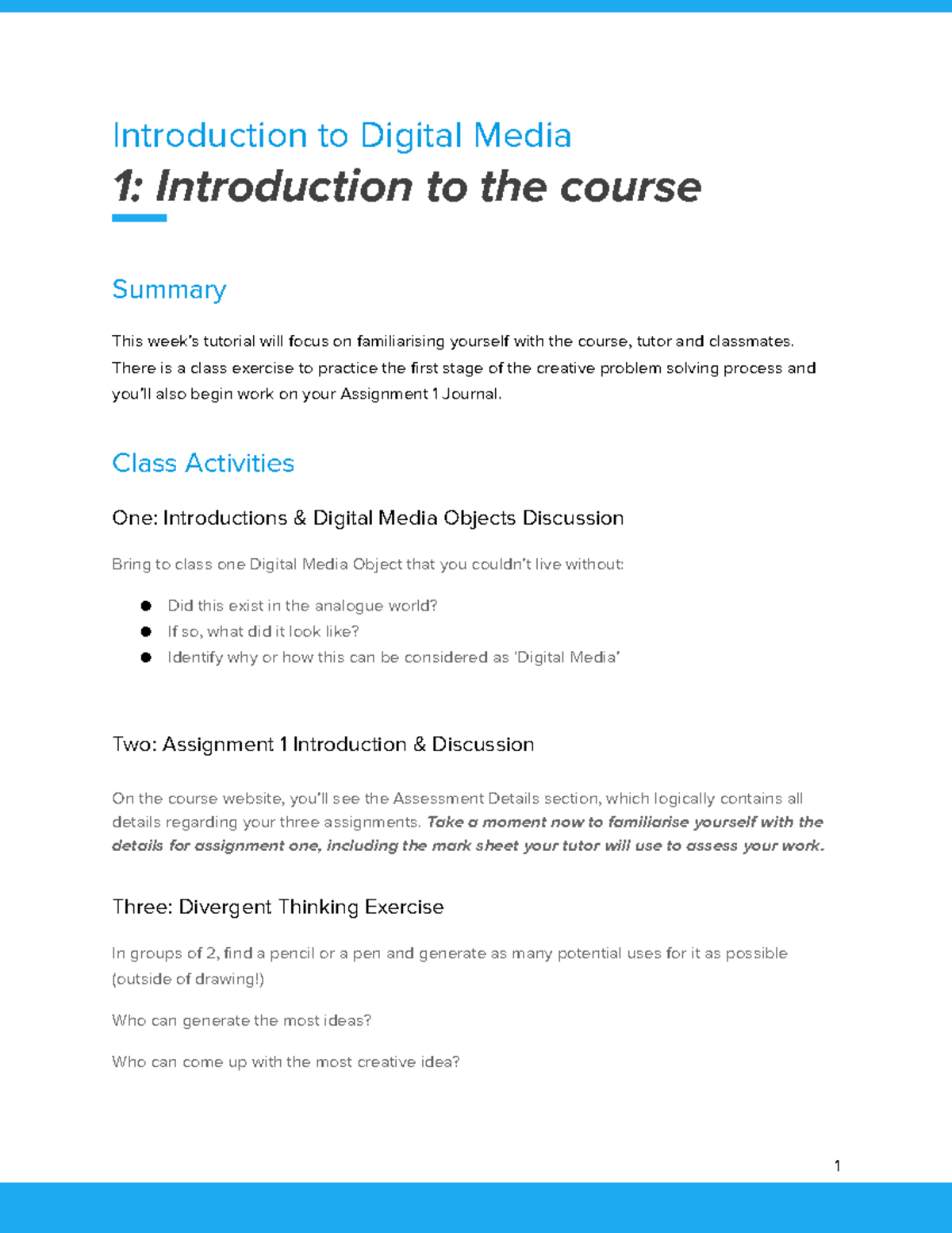 IDM Week 1 - Assignment, specifications, guidelines - Introduction to ...