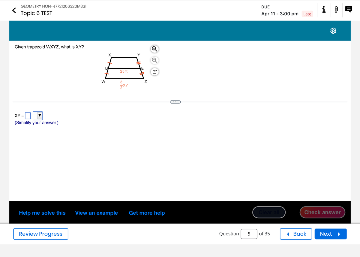 Savvas Realize - Easy - GEOMETRY HON-47721206320M Topic 6 TEST DUE Apr ...