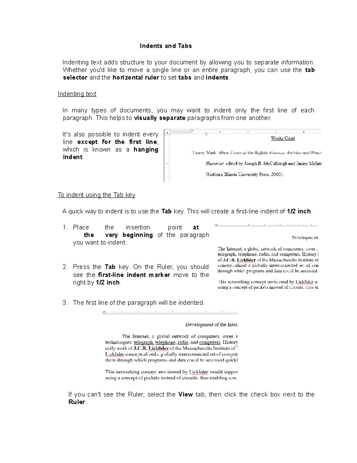 Indents And Tabs Indenting Text Adds Structure To Your Document By Allowing You To Separate