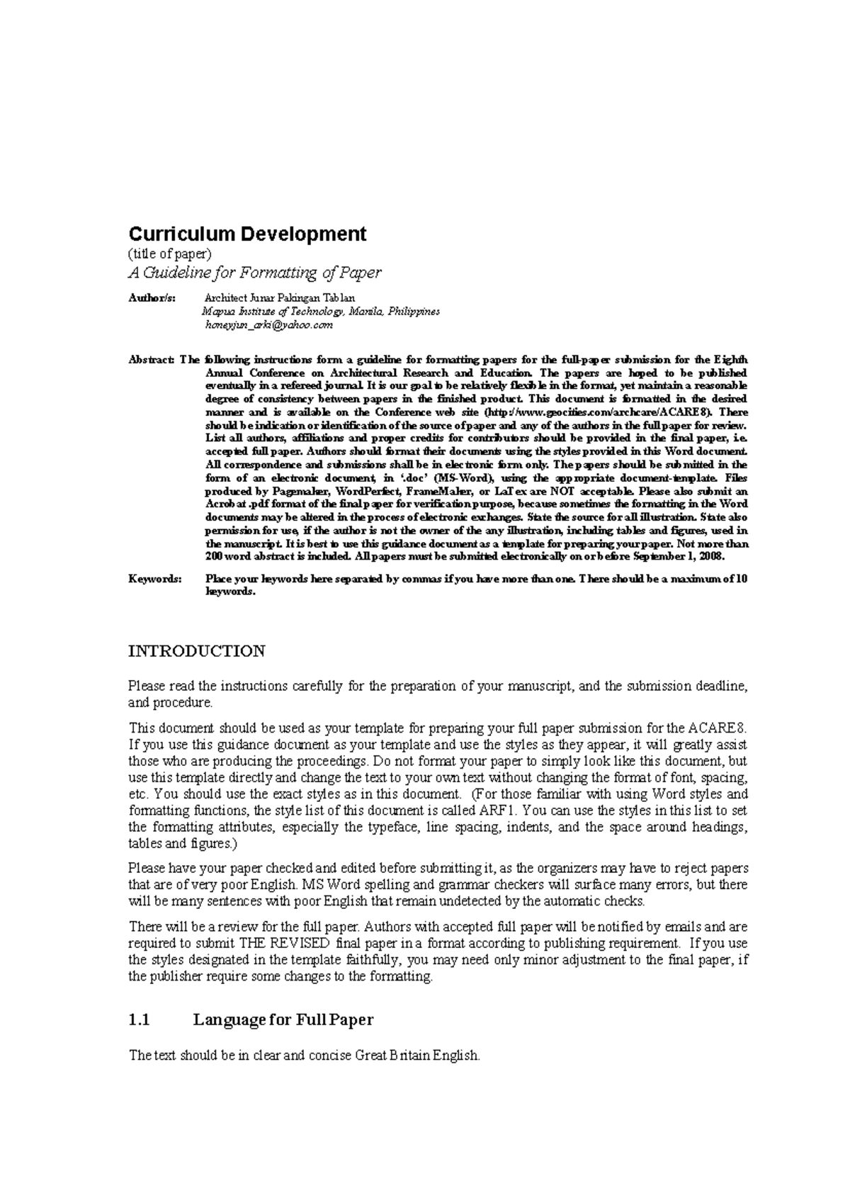 Paper Template MAE - - Studocu