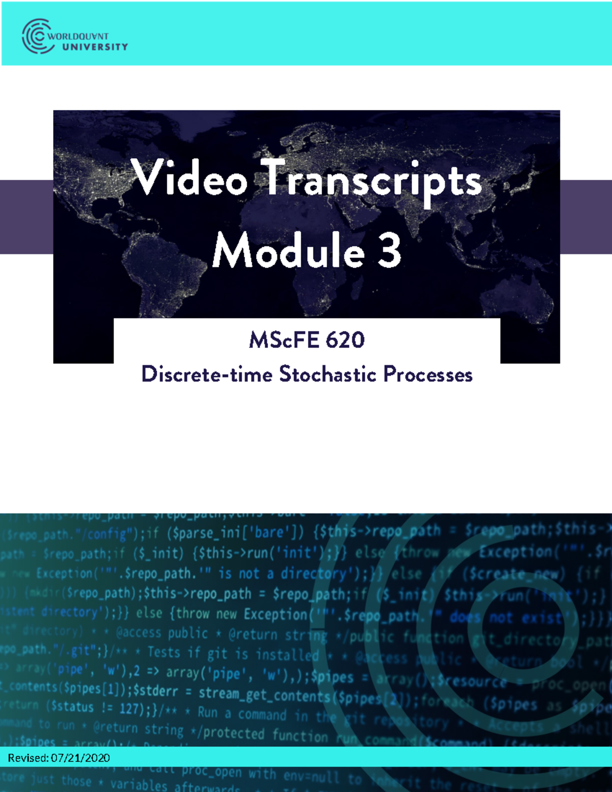 MSc FE 620 DTSP Compiled Video Transcripts M3 - MScFE 620 Discrete-time Stochastic Processes ...
