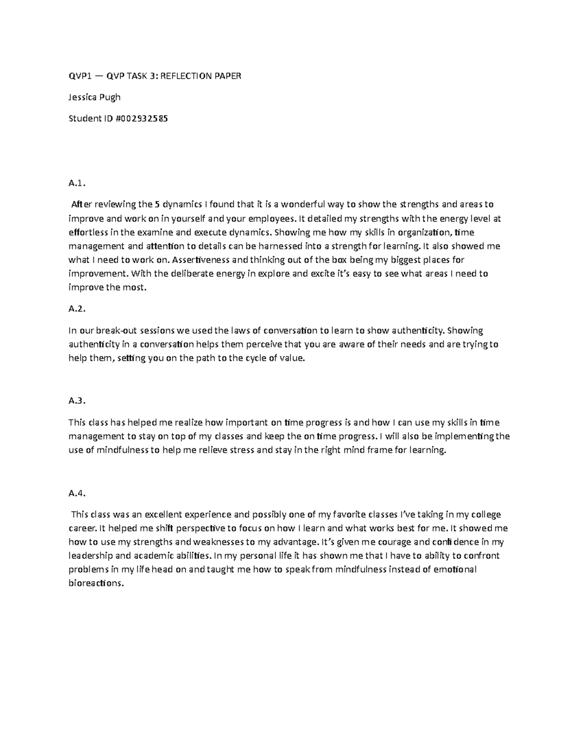 Task3 C820 Description of C820 Task #3 - QVP1 — QVP TASK 3: REFLECTION ...