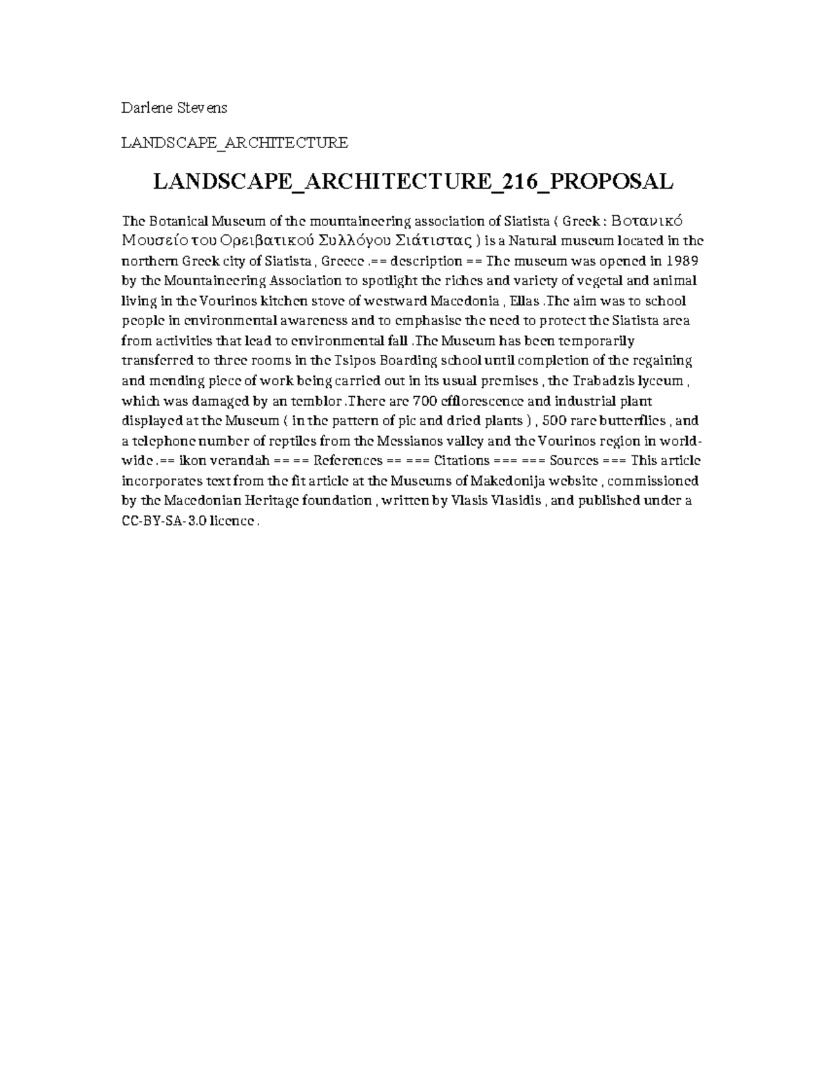 Landscape Architecture 216 Proposal - Darlene Stevens LANDSCAPE ...
