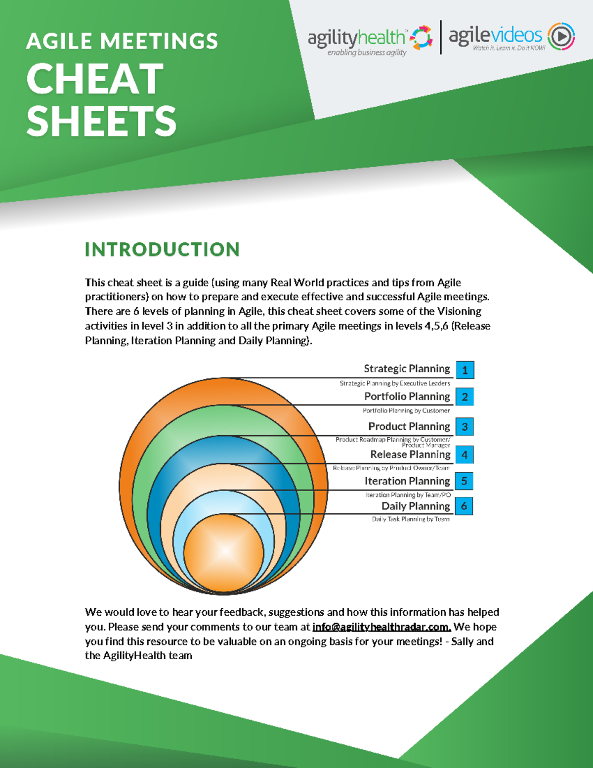 Agile Meeting Cheat Sheet - This cheat sheet is a guide (using many ...