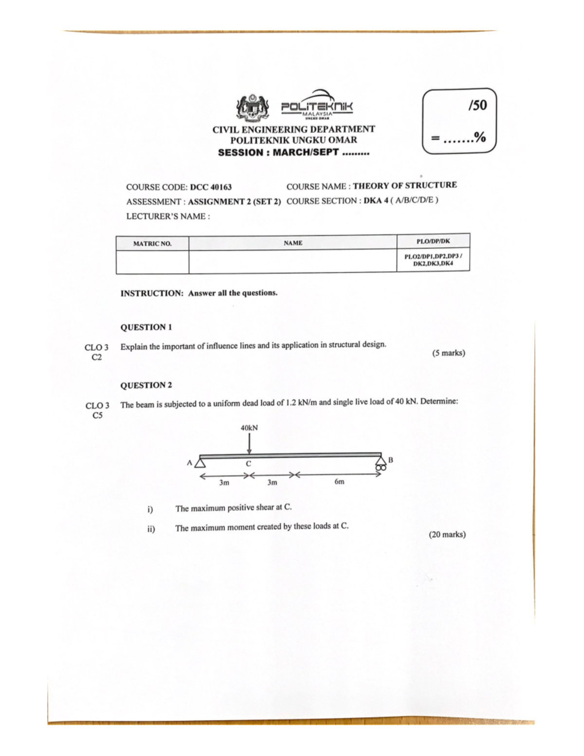 Assignment 2 - Hydraulics - Diploma in civil engineering - Studocu