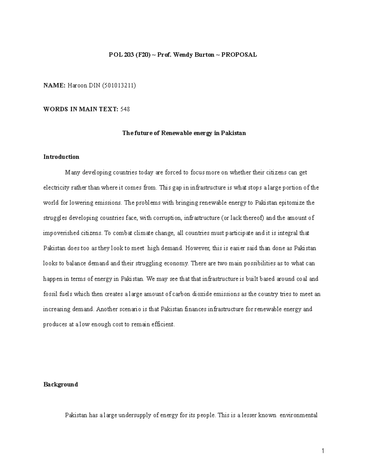 issue analysis proposal - POL 203 (F20) ~ Prof. Wendy Burton ~ PROPOSAL ...