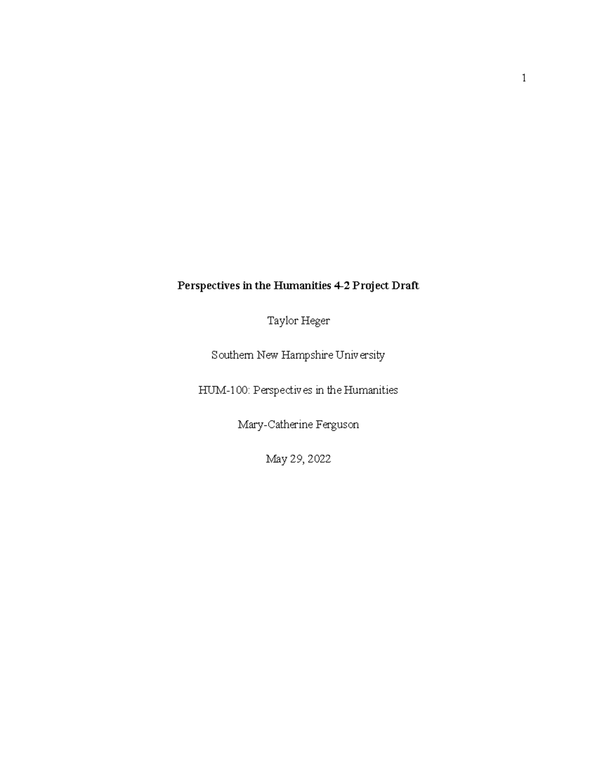 Perspectives in the Humanities Project Draft - Studocu