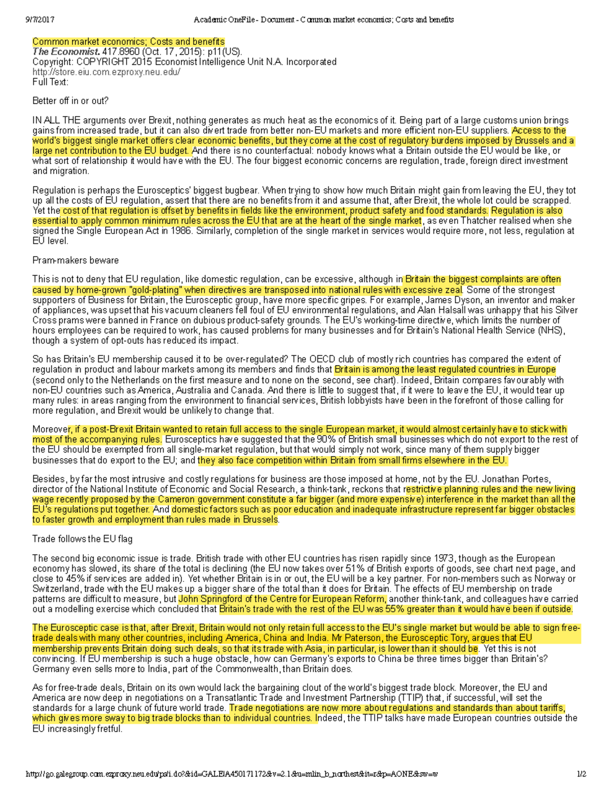 Common Market Economics (The Economist) - 9/7/2017 Academic OneFile ...