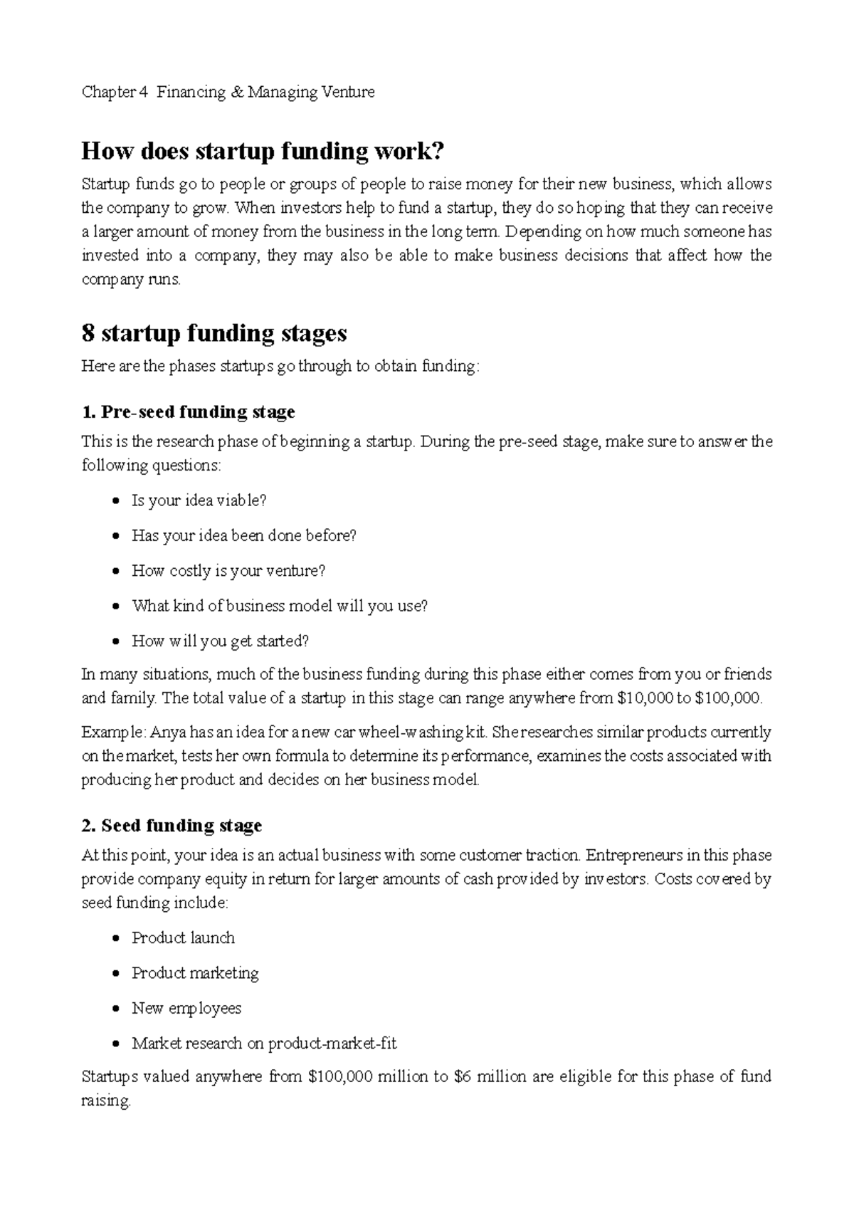 Entrepreneurship - Oooo - Chapter 4 Financing & Managing Venture How ...