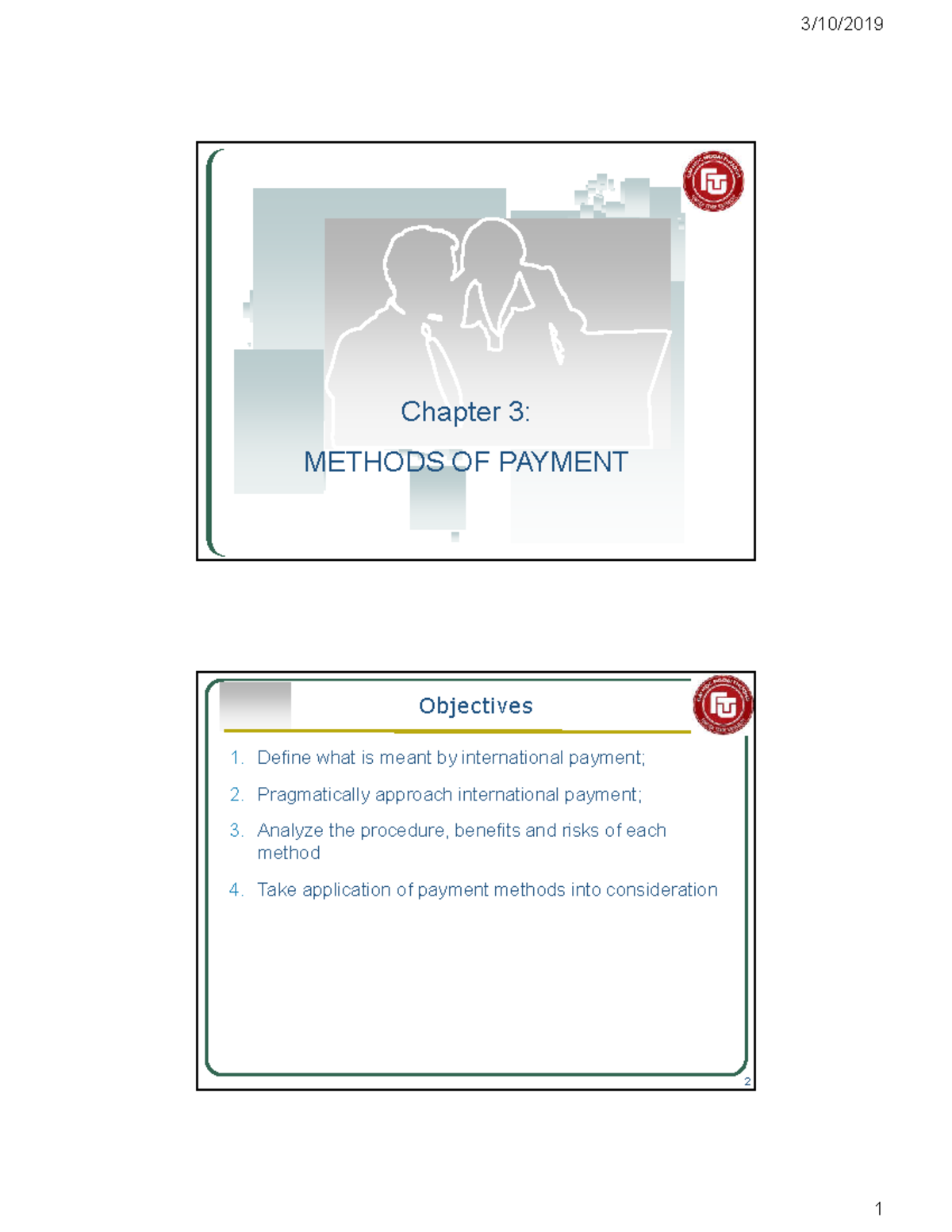 C3. Method of payment - lecture ppt - Chapter 3: METHODS OF PAYMENT ...