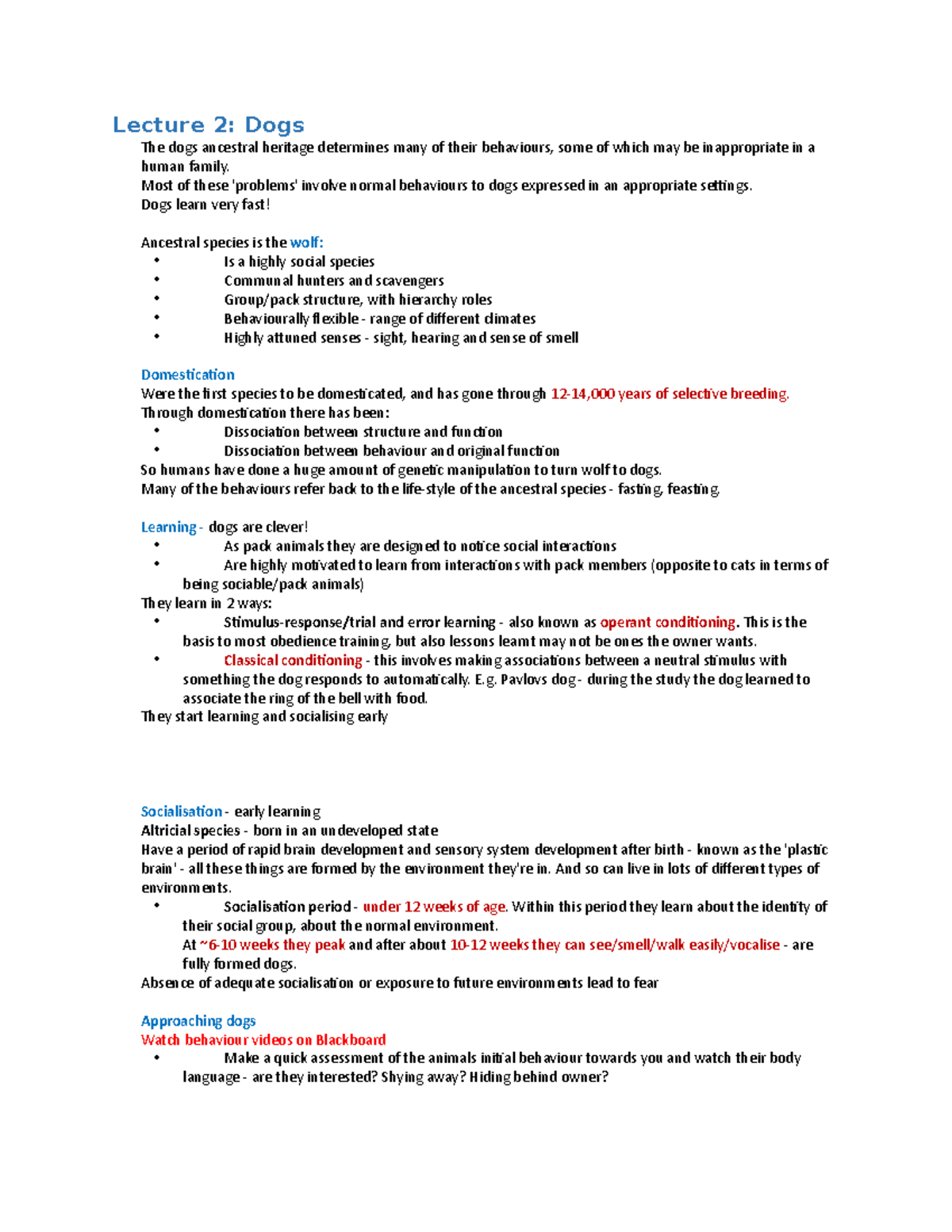 Lecture 2 - Dogs - Lecture 2: Dogs The dogs ancestral heritage ...