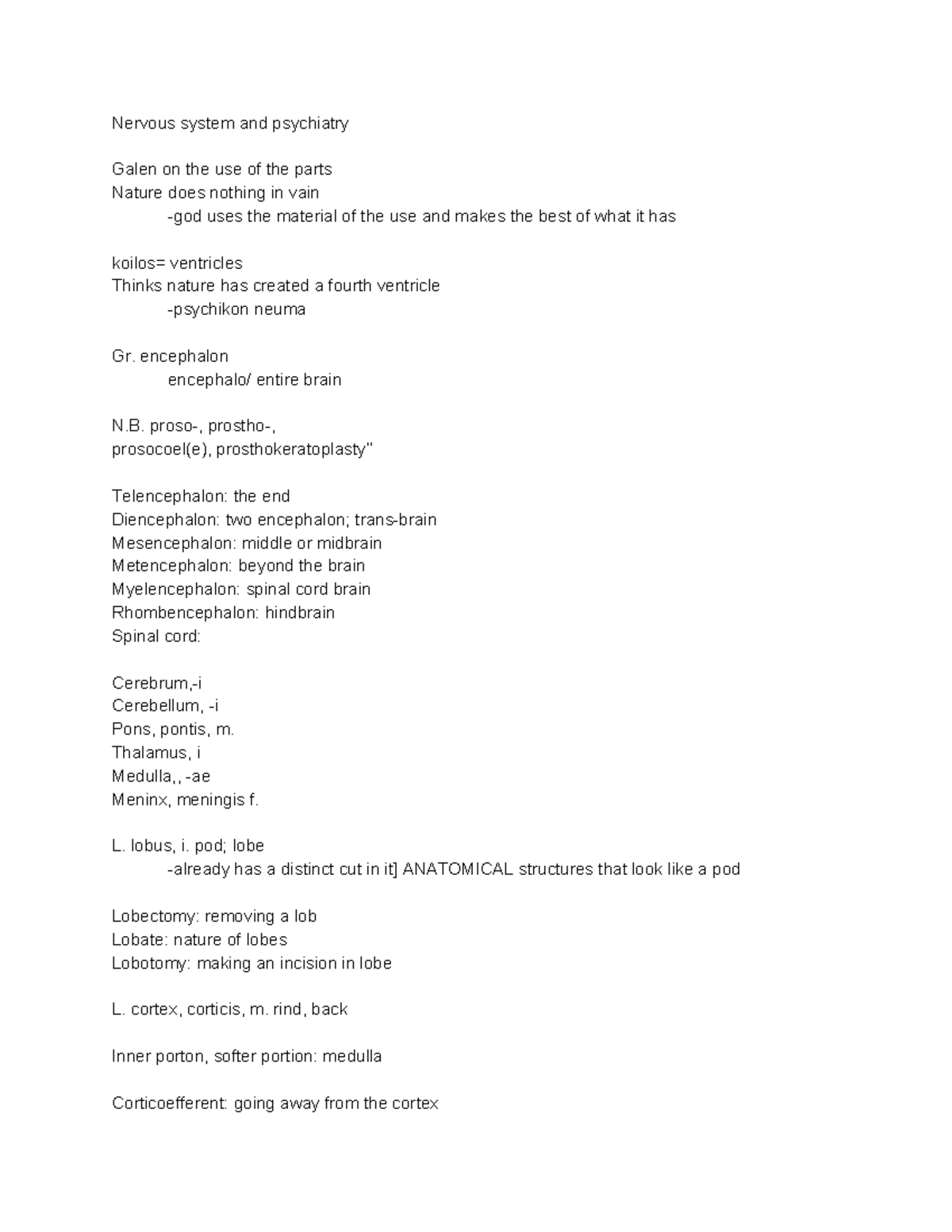Med term exam 5 - Summary Medical terminology - Nervous system and ...