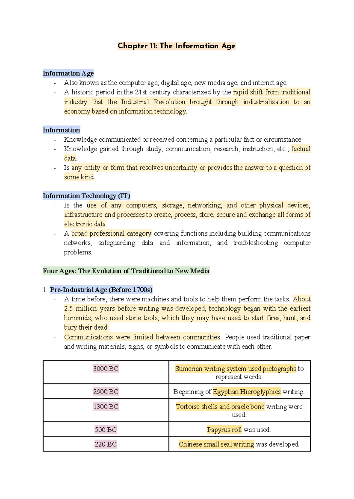 Finals - STAS111 - Chapter 11: The Information Age Information Age ...