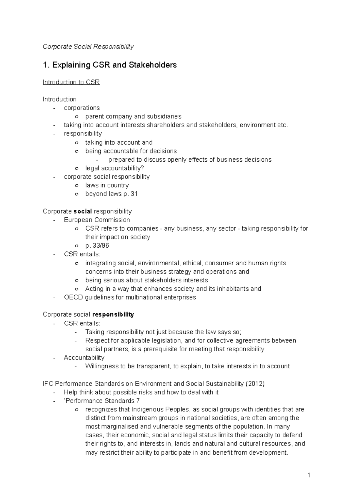 Corporate Social Responsibility - Explaining CSR and Stakeholders ...