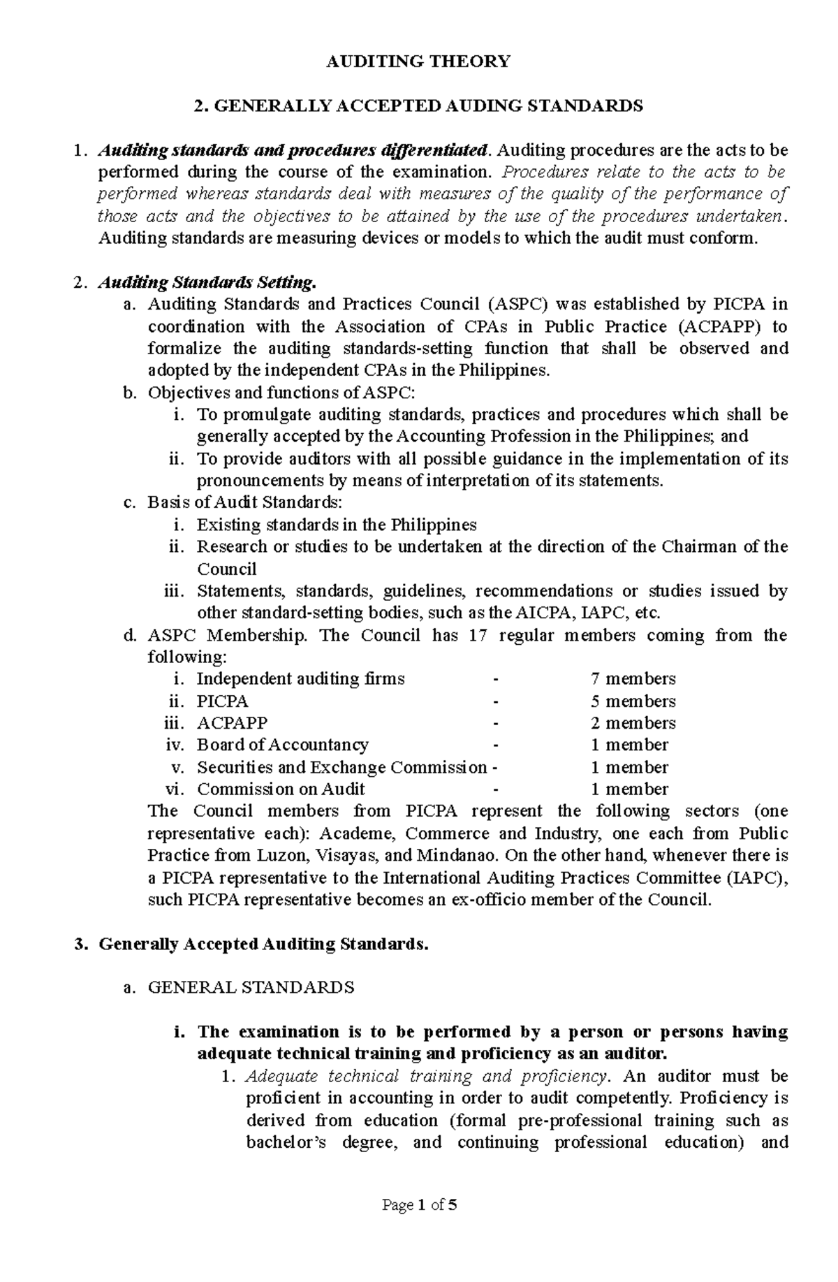 4. Generally Accepted Auditing Standards (GAAS) - AUDITING THEORY 2 ...