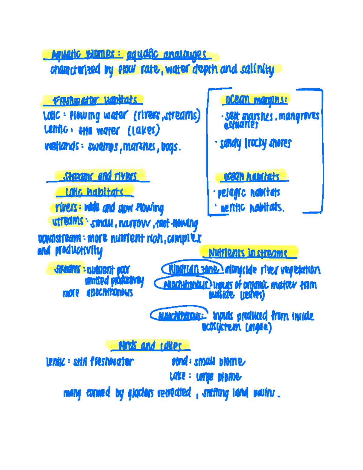 Aquatic Biomes - Lecture notes 5 - BIOS-3653 - Studocu