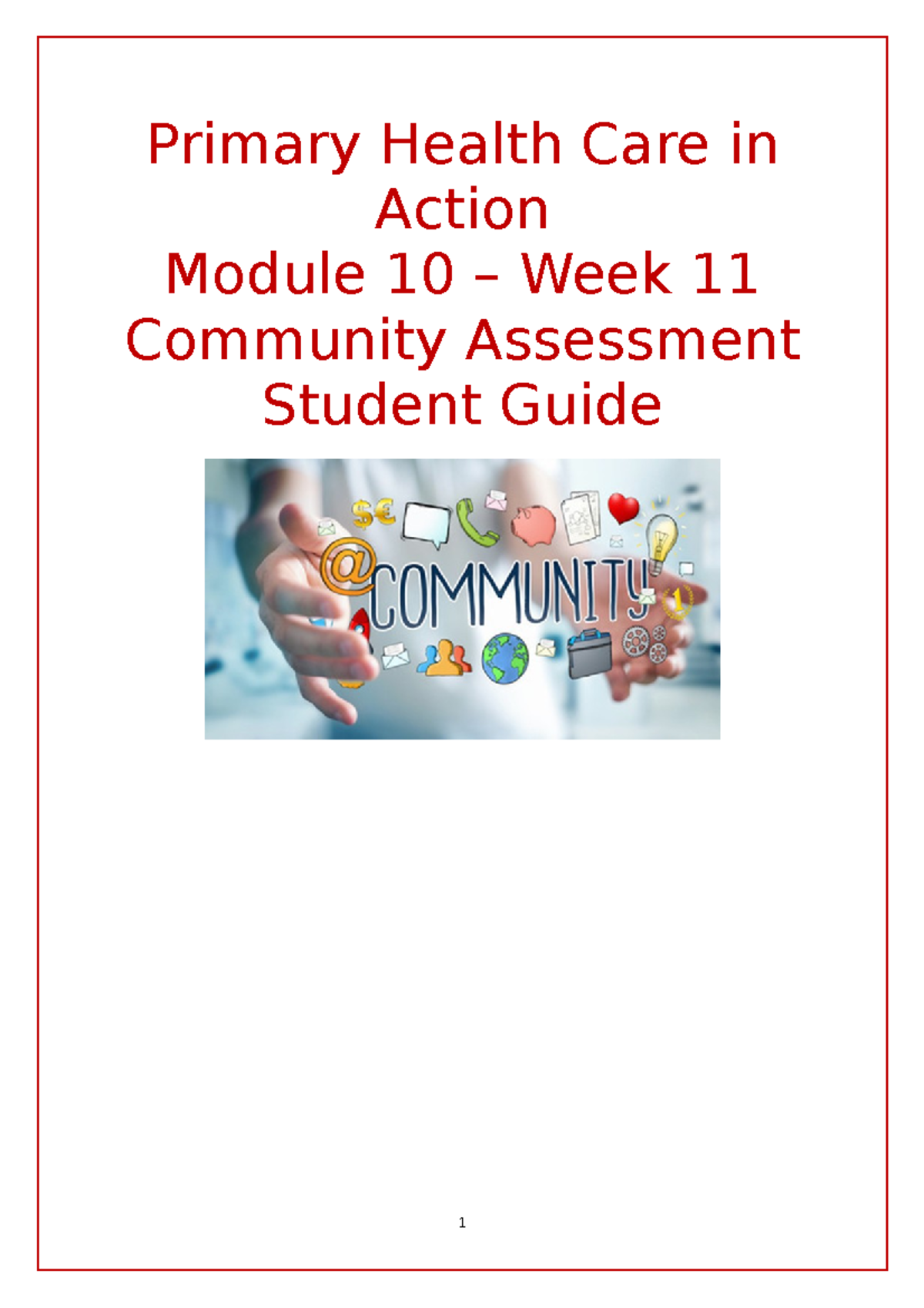 Student guide Module 10 week 11 - Primary Health Care in Action Module ...