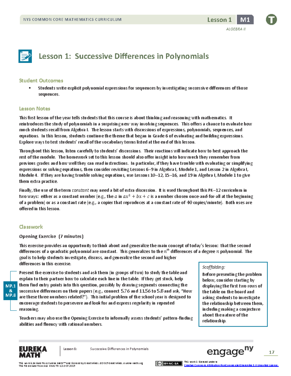 Algebra ii m1 topic a lesson 1 teacher - ALGEBRA II Lesson 1 ...