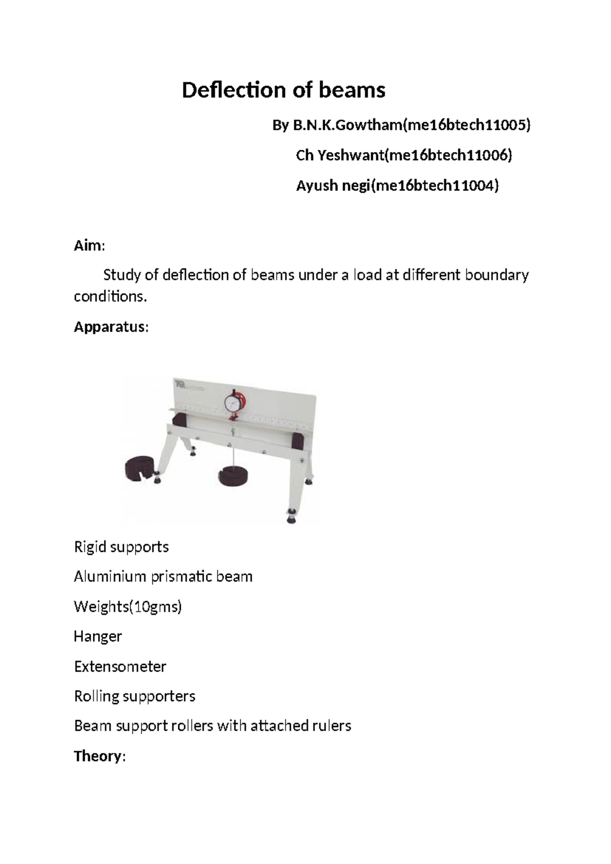 Beam deflection - Solid Mechanics Lab Records - Deflection of beams By ...