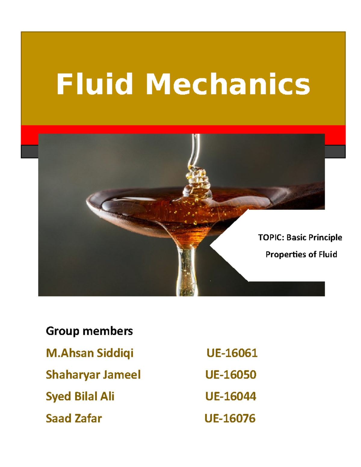 FM OPEN Ended LAB Report - Fluid Mechanics TOPIC: Basic Principle ...