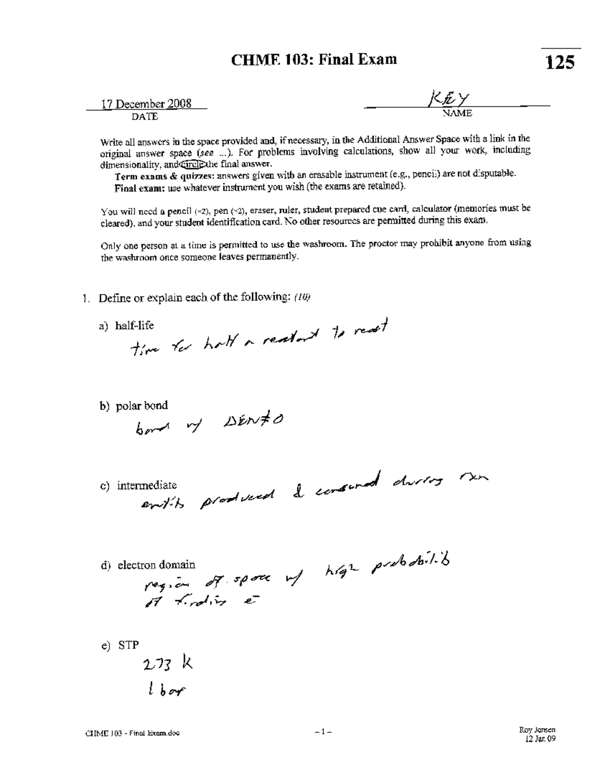 CHEM 101 - Final Exam - a - Chem101 - Studocu
