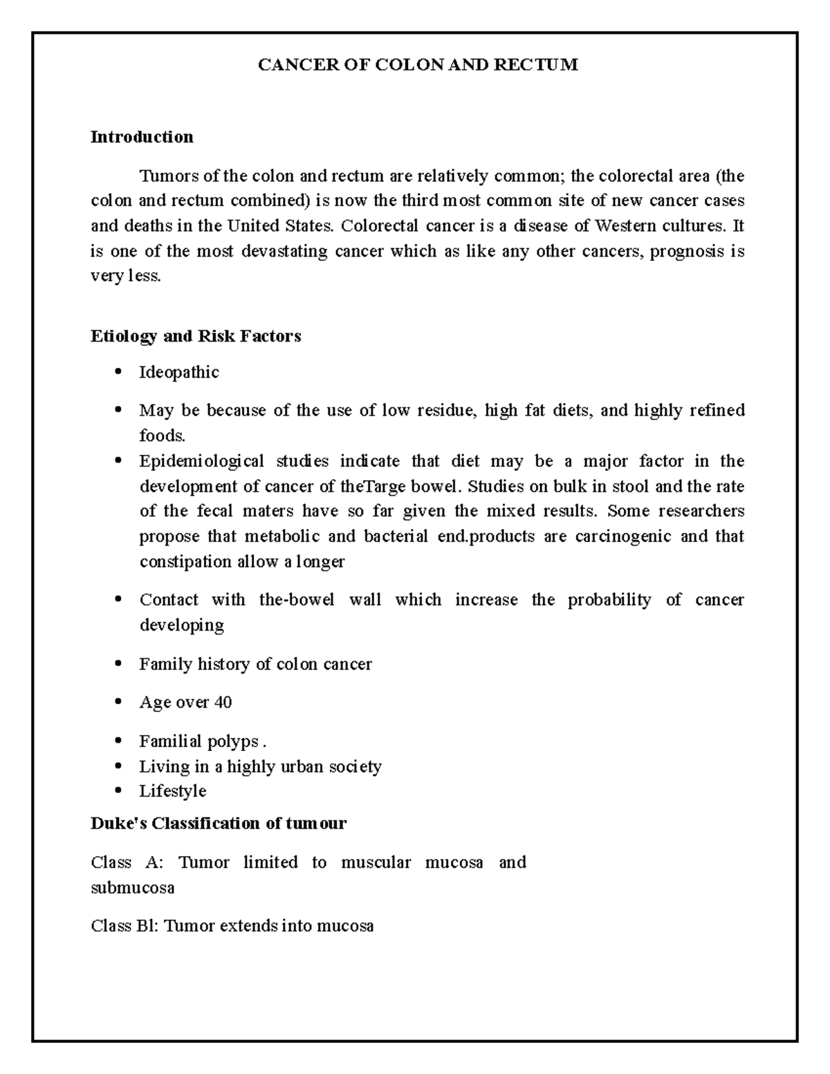 21. Cancer OF Colon AND Rectum - CANCER OF COLON AND RECTUM ...