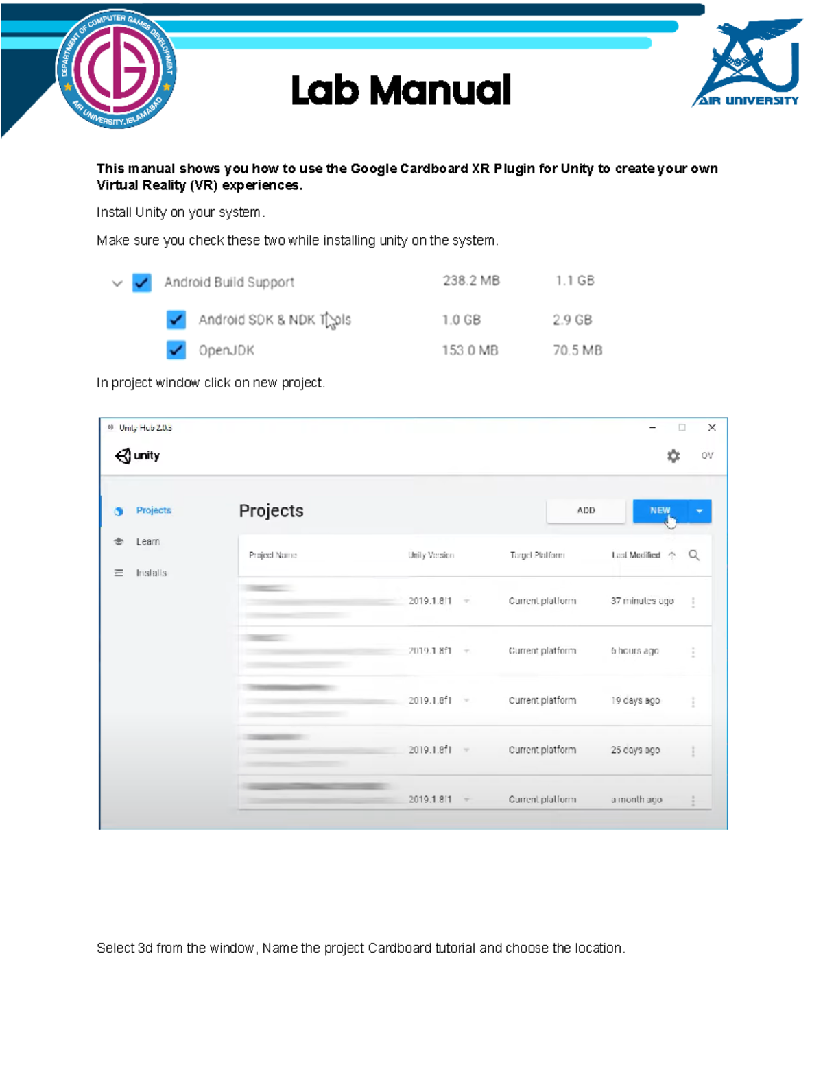 Lecture number 1 - Lab Manual This manual shows you how to use the Google Cardboard XR Plugin ...