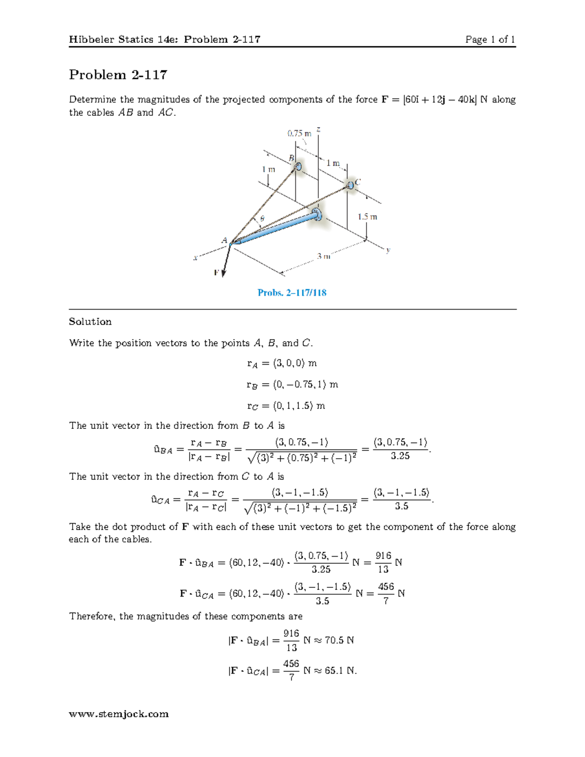 Hibbeler S 14e Ch2p117 - Soluciónes - Hibbeler Statics 14e: Problem 2 ...