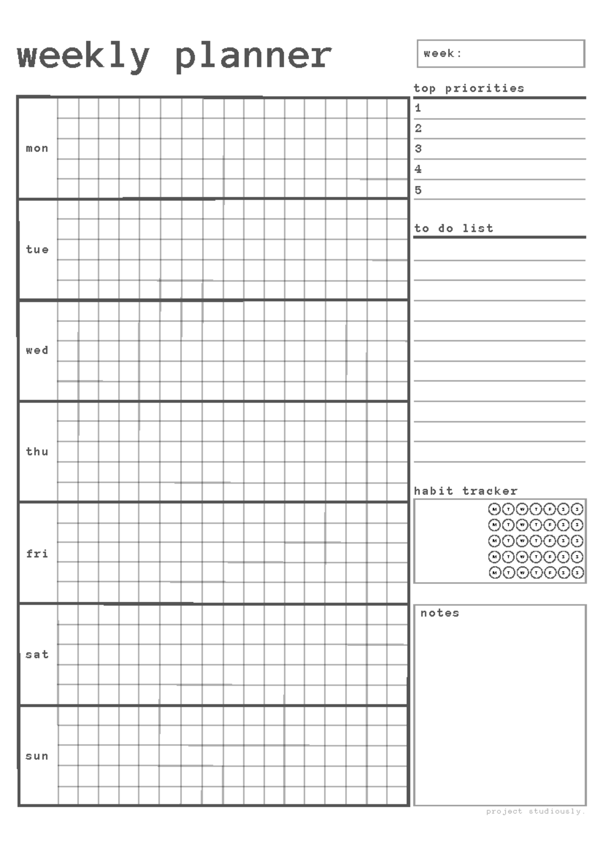 Weekly planner - white A4 - Komu 2nd quarter - week: weekly planner M W ...